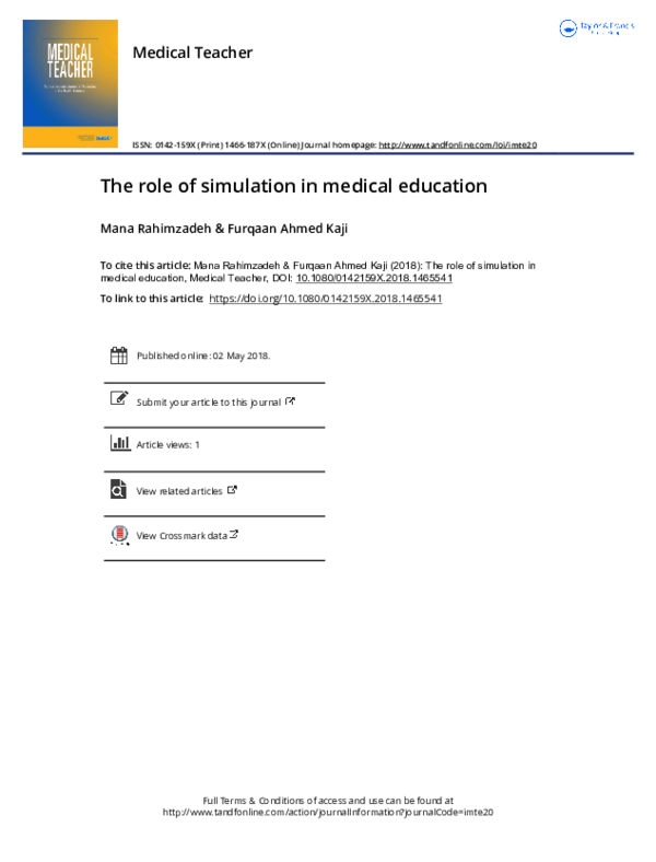 (PDF) The role of simulation in medical education