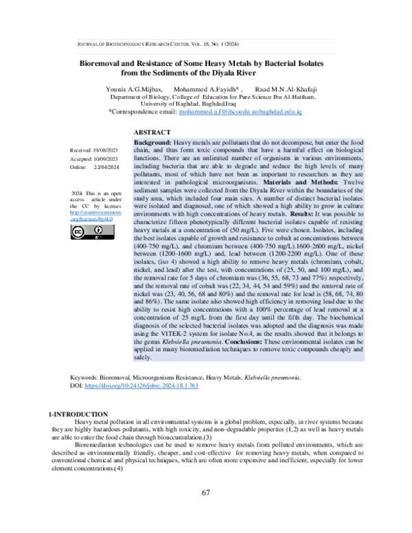 (PDF) Bioremoval and Resistance of Some Heavy Metals by Bacterial ...