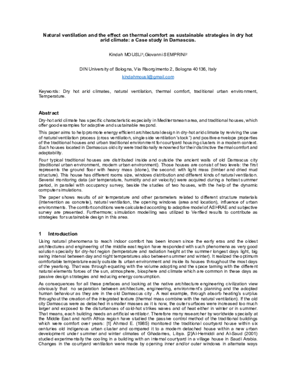 (PDF) Natural Ventilation Impact on Thermal Comfort