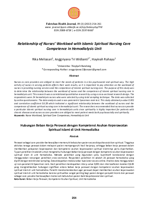 (PDF) Relationship of Nurses’ Workload with Islamic Spiritual Nursing ...