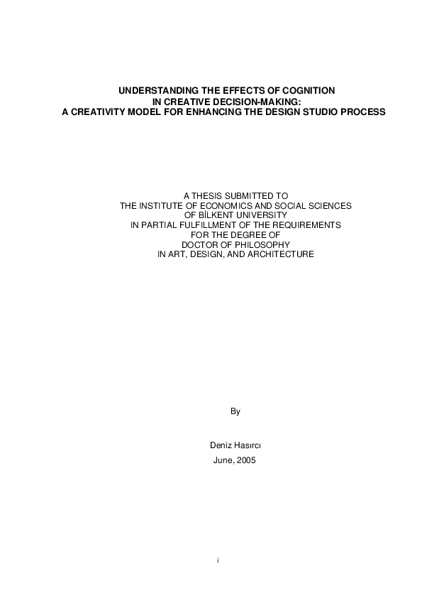 (PDF) Understanding the Effects of Cognition in Creative Decision ...