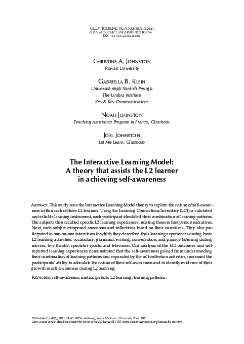 (PDF) The Interactive Learning Model: A theory that assists the L2 ...