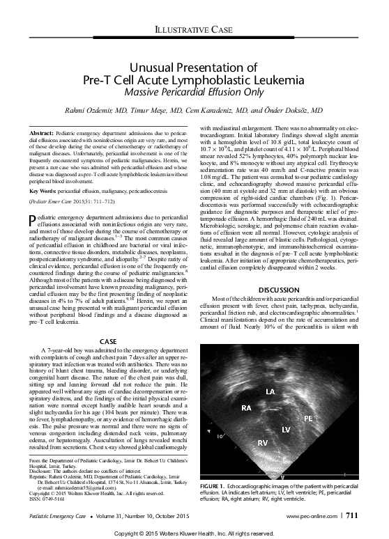 (PDF) Unusual Presentation of Pre-T Cell Acute Lymphoblastic Leukemia