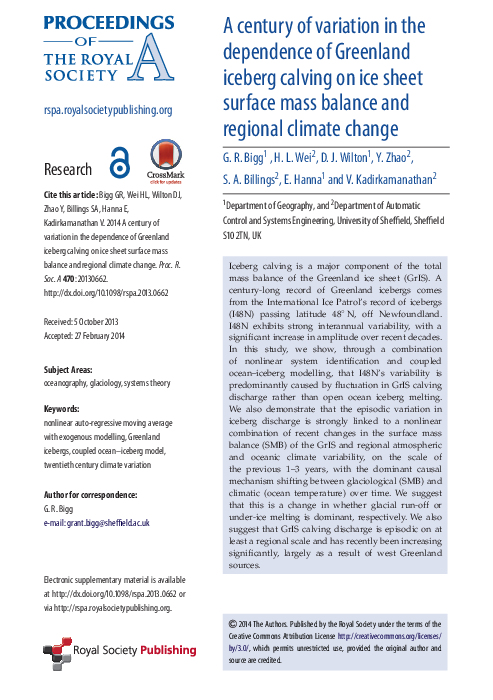 (PDF) A century of variation in the dependence of Greenland iceberg ...