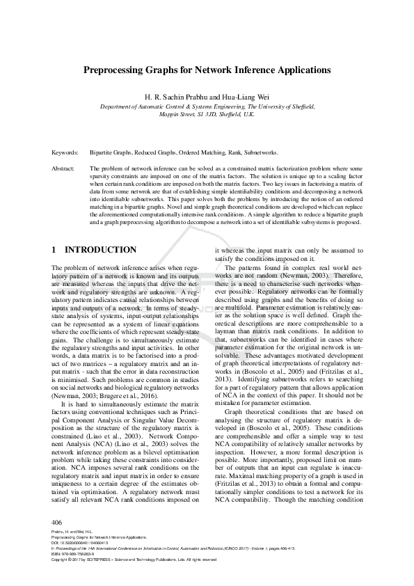 (PDF) Preprocessing Graphs for Network Inference Applications