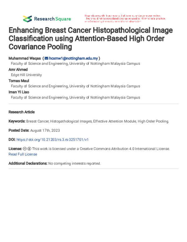 (PDF) Enhancing Breast Cancer Histopathological Image Classification using Attention-Based High ...