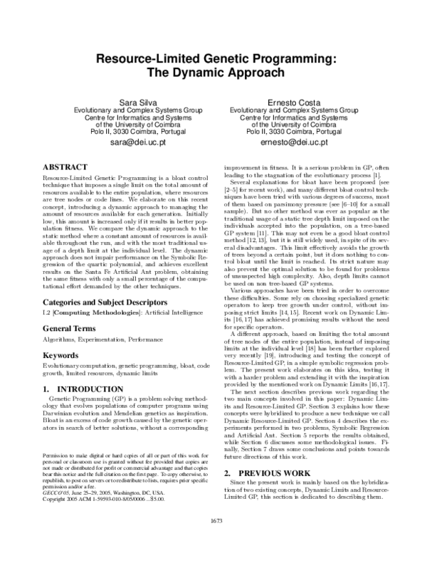 (PDF) Resource-limited genetic programming