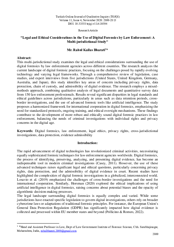 (PDF) "Legal and Ethical Considerations in the Use of Digital Forensics ...