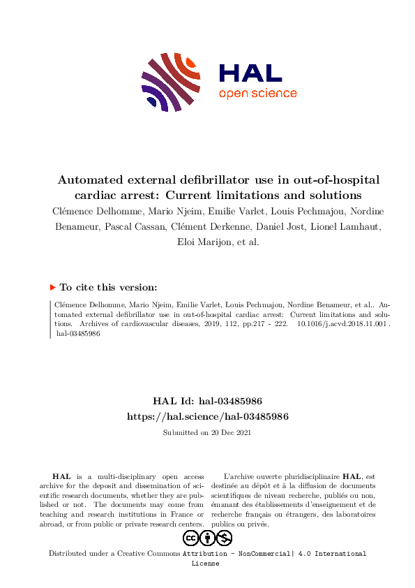 (PDF) Automated external defibrillator use in out-of-hospital cardiac arrest: Current ...