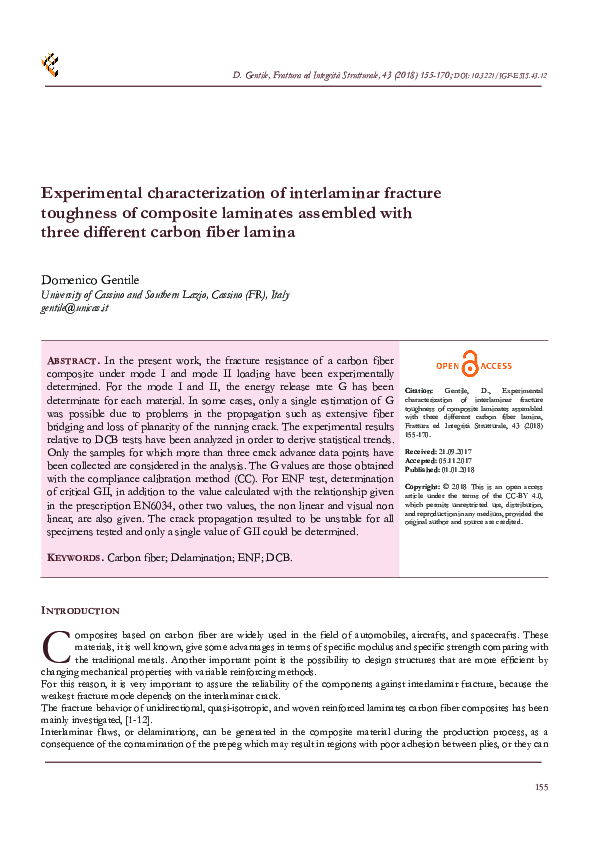 (PDF) Experimental characterization of interlaminar fracture toughness ...
