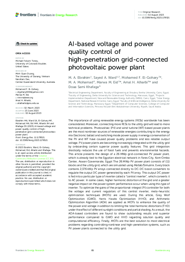 (PDF) AI-based voltage and power quality control of high-penetration grid-connected photovoltaic ...