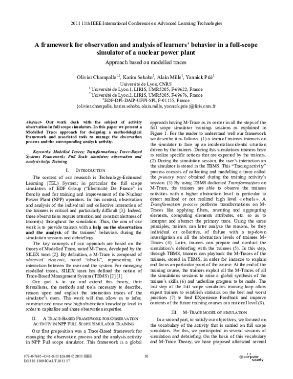 (PDF) A Framework for Observation and Analysis of Learners' Behavior in ...