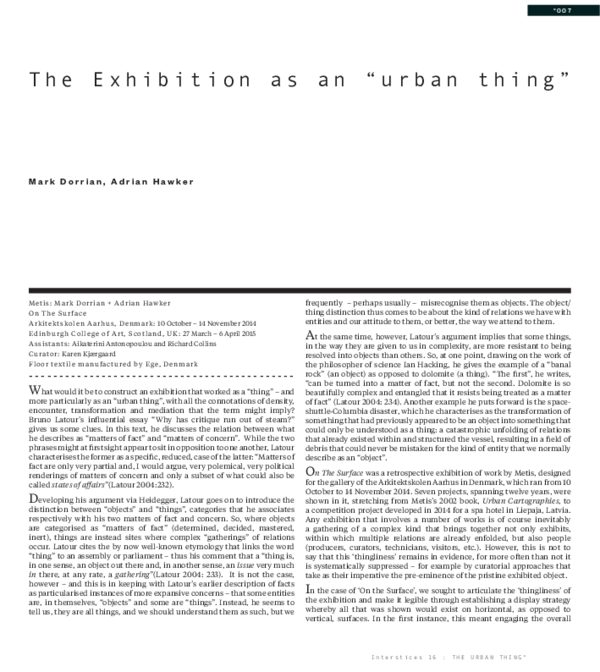 (PDF) The exhibition as an “urban thing”