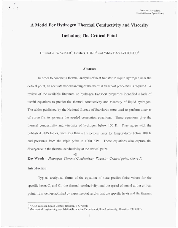 (PDF) A Model for Hydrogen Thermal Conductivity and Viscosity Including ...