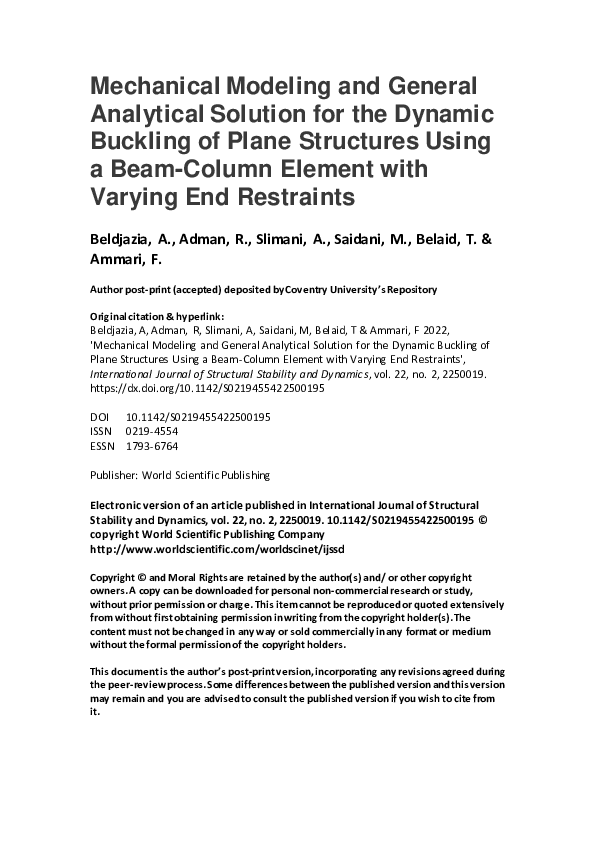 (PDF) Mechanical Modeling and General Analytical Solution for the ...