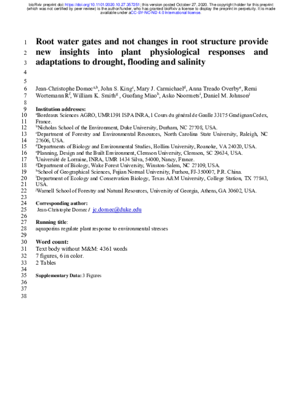 (PDF) Root water gates and not changes in root structure provide new ...
