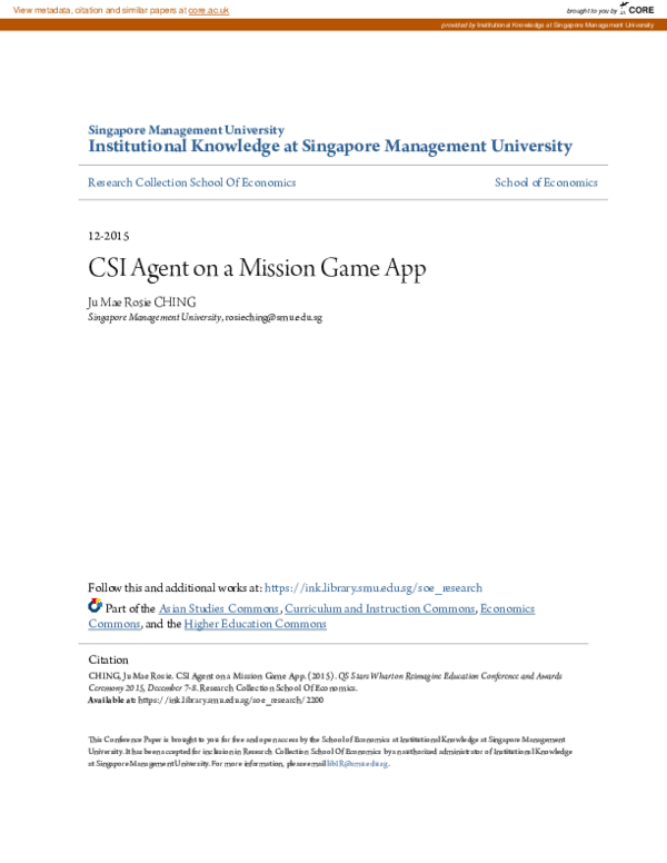 (PDF) CSI Agent on a Mission Game App