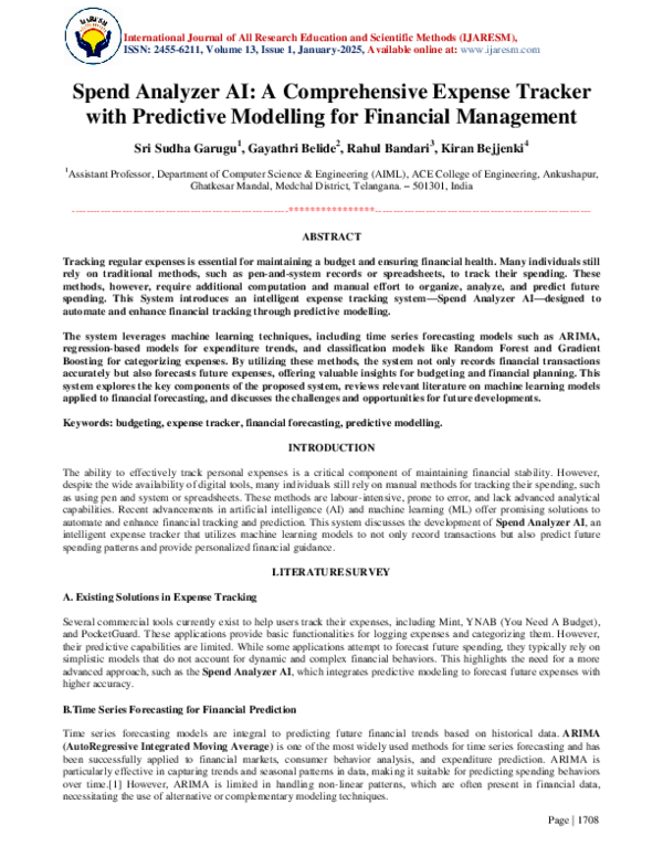 (PDF) Spend Analyzer AI: A Comprehensive Expense Tracker with Predictive Modelling for Financial ...