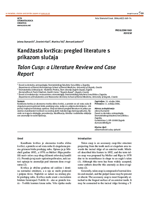 (PDF) Talon cusp: a literature review and case report