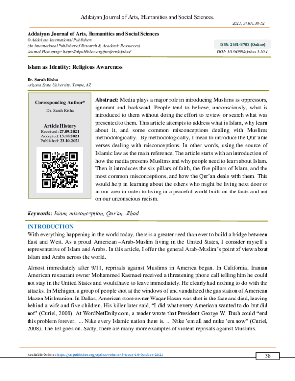 (PDF) Islam as Identity: Religious Awareness