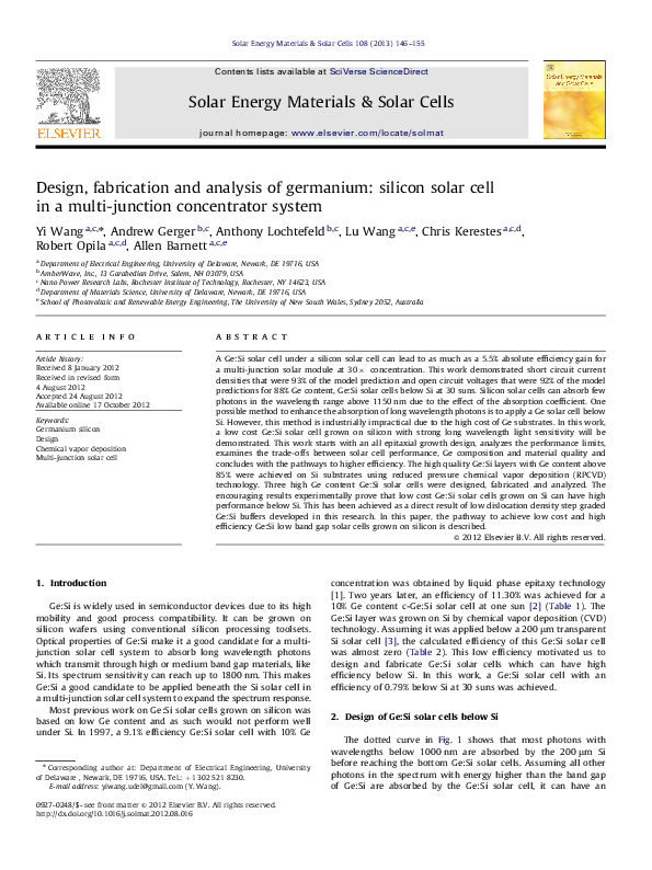 (PDF) Design, fabrication and analysis of germanium: silicon solar cell ...