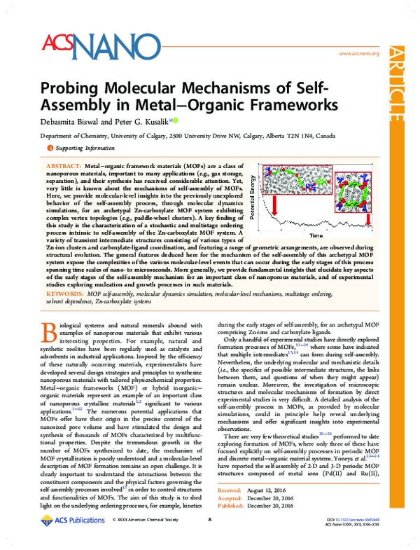 (PDF) Probing Molecular Mechanisms of Self-Assembly in Metal–Organic ...
