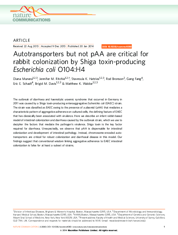 (PDF) Autotransporters but not pAA are critical for rabbit colonization ...