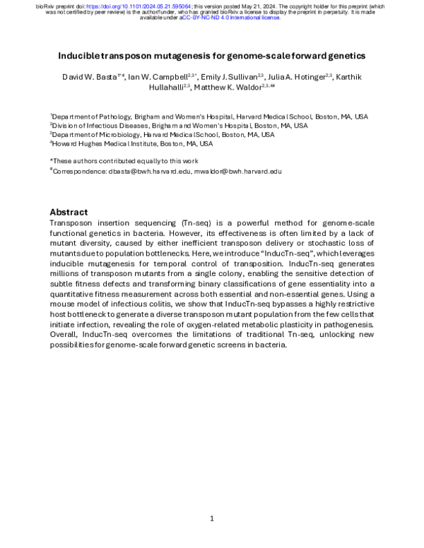 (PDF) Inducible transposon mutagenesis for genome-scale forward genetics