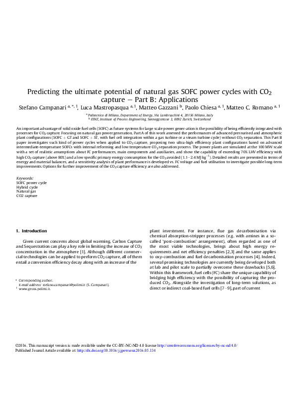 (PDF) Predicting the ultimate potential of natural gas SOFC power cycles with CO2 capture – Part ...