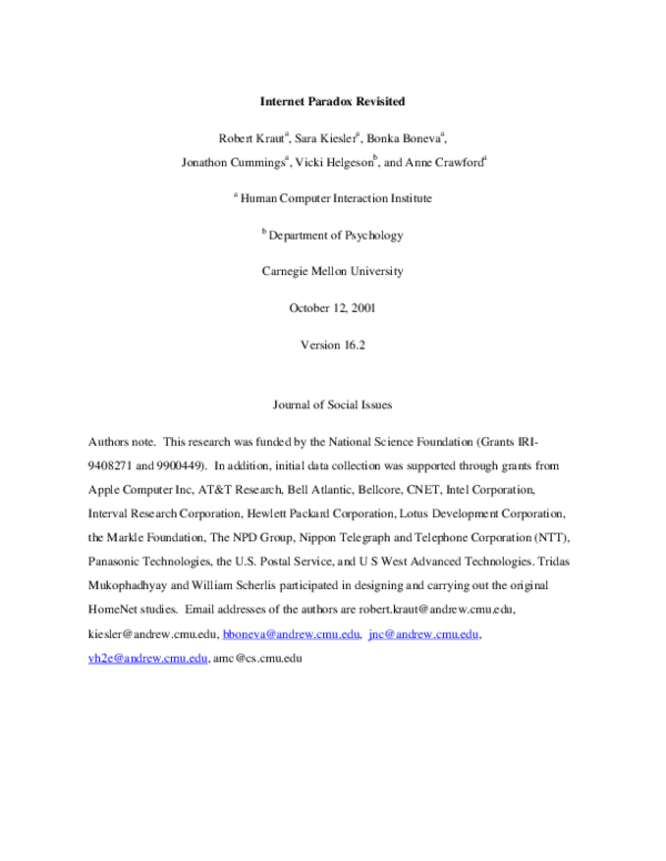 (PDF) Internet Paradox Revisited
