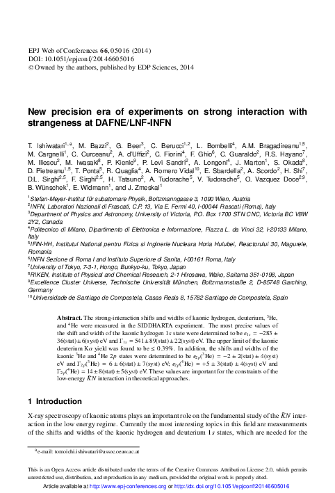 (PDF) New precision era of experiments on strong interaction with strangeness at DAFNE/LNF-INFN