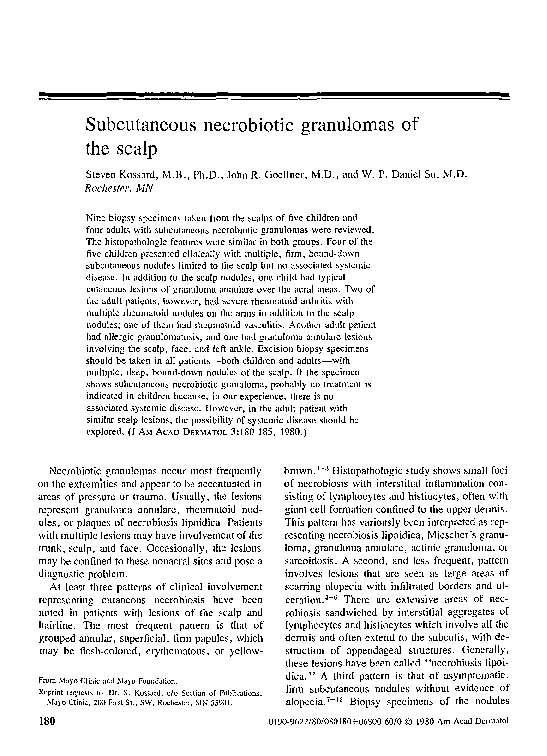 (PDF) Subcutaneous necrobiotic granulomas of the scalp