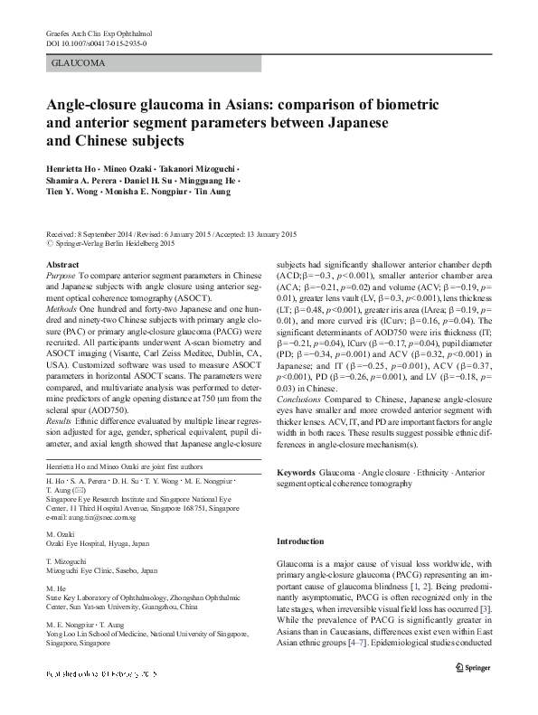 (PDF) Angle-closure glaucoma in Asians: comparison of biometric and ...