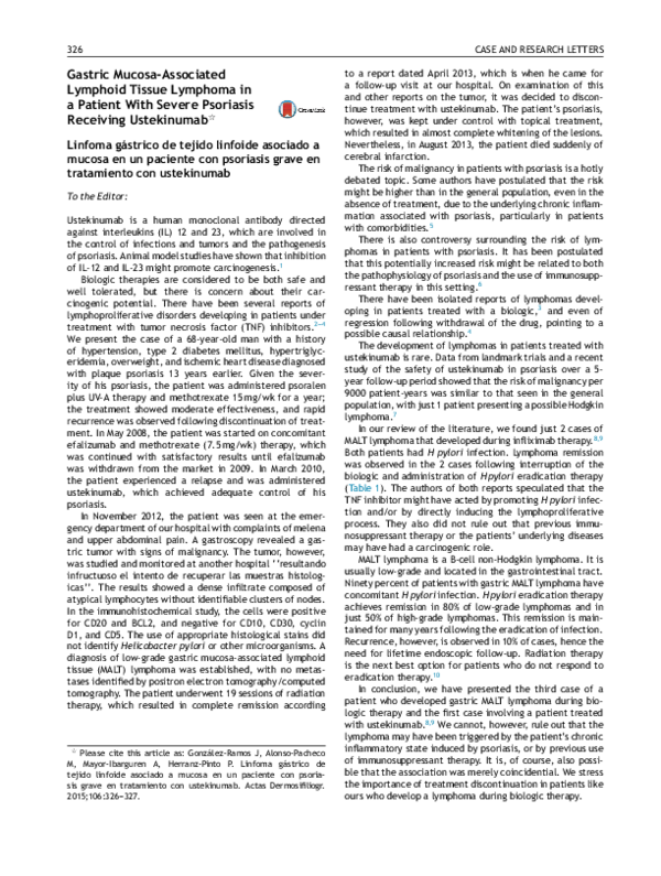 (PDF) Gastric Mucosa-associated Lymphoid Tissue Lymphoma Masquerading ...