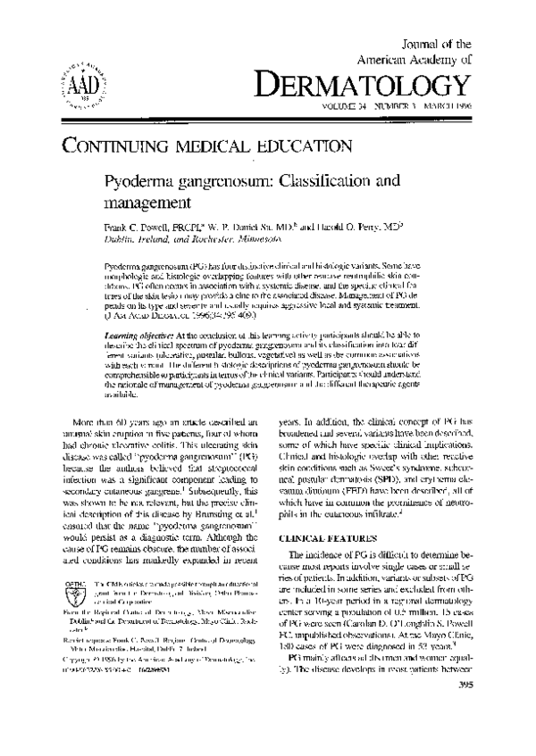 (PDF) Pyoderma gangrenosum: Classification and management
