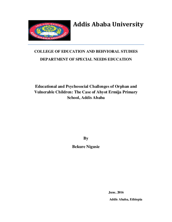 (PDF) Educational and Psychosocial Challenges of Orphan and Vulnerable ...