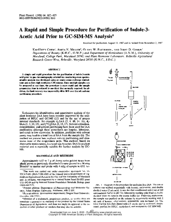 (PDF) A Rapid and Simple Procedure for Purification of Indole-3-Acetic ...