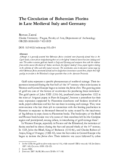 (PDF) The Circulation of Bohemian Florins in Late Medieval Italy and ...