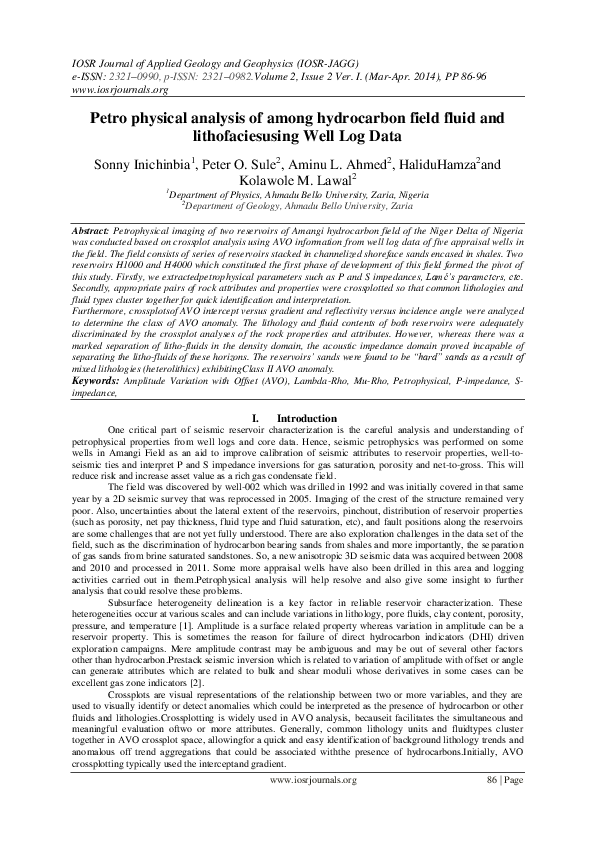 (PDF) Petro physical analysis of among hydrocarbon field fluid and ...
