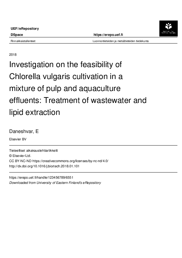 (PDF) Investigation on the feasibility of Chlorella vulgaris cultivation in a mixture of pulp ...
