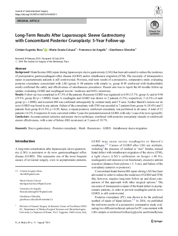 (PDF) Long-Term Results After Laparoscopic Sleeve Gastrectomy with ...