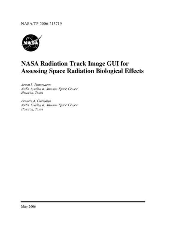 (PDF) NASA Radiation Track Image' GUI for Assessing Space Radiation ...