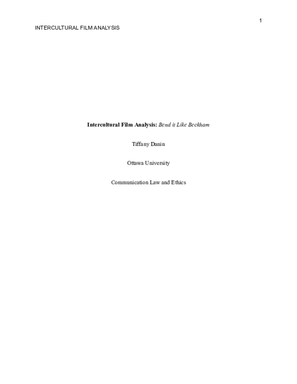 (PDF) Intercultural Film Analysis: Bend it Like Beckham
