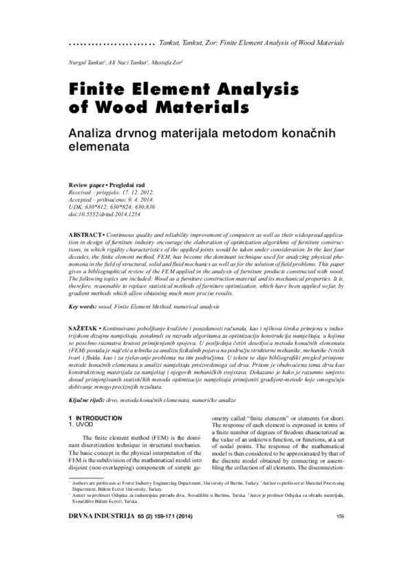 (PDF) Finite Element Analysis of Wood Materials