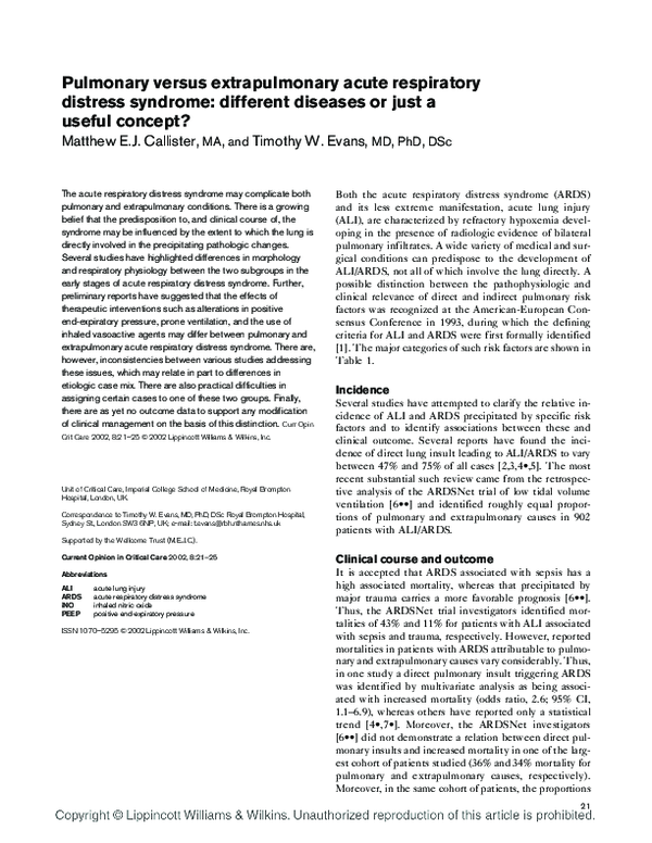 (PDF) Pulmonary versus extrapulmonary acute respiratory distress ...