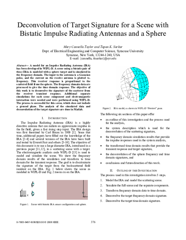 (PDF) Deconvolution of Target Signature for a Scene with Bistatic Impulse Radiating Antennas and ...