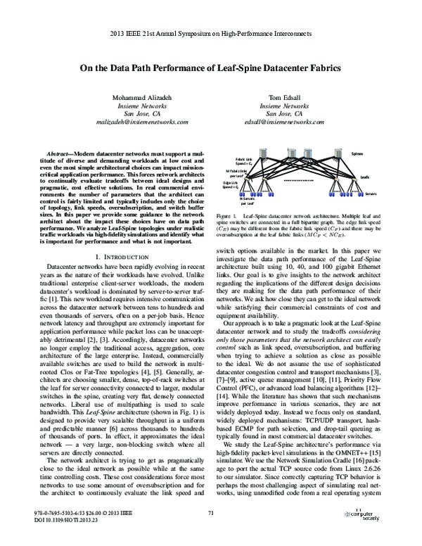(PDF) On the Data Path Performance of Leaf-Spine Datacenter Fabrics