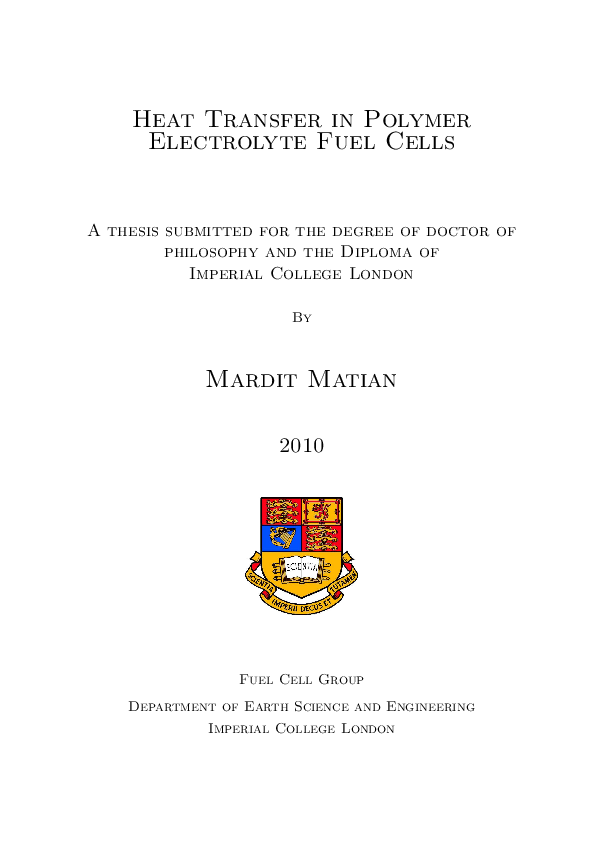(PDF) Heat transfer in polymer electrolyte fuel cells