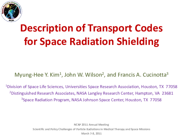 (PDF) Description of Transport Codes for Space Radiation Shielding