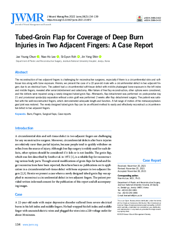 (PDF) Tubed-Groin Flap for Coverage of Deep Burn Injuries in Two ...